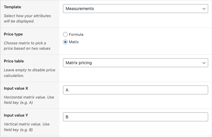 Setting up advanced measurement pricing - Staggs Product Configurator